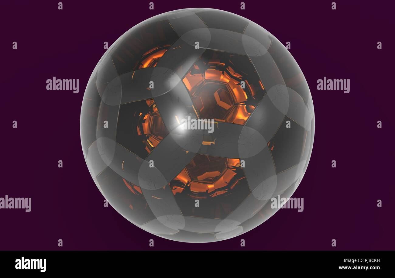 glass spherical ball 3D rendering Isolated on a purple background Stock ...