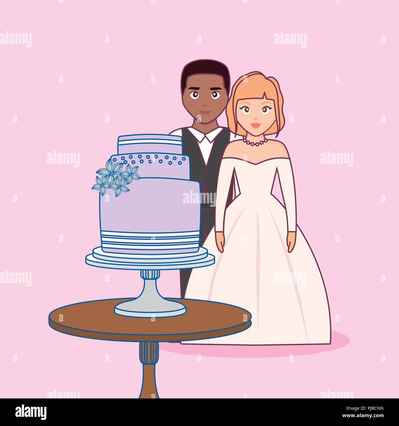 wedding card with Married couple vector illustration design Stock ...