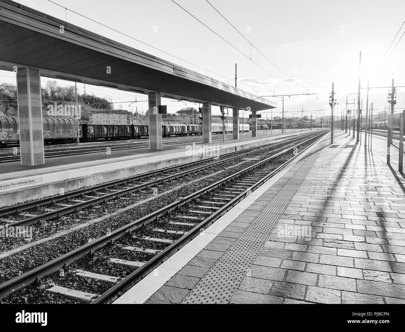 Empty train tracks Black and White Stock Photos & Images - Alamy
