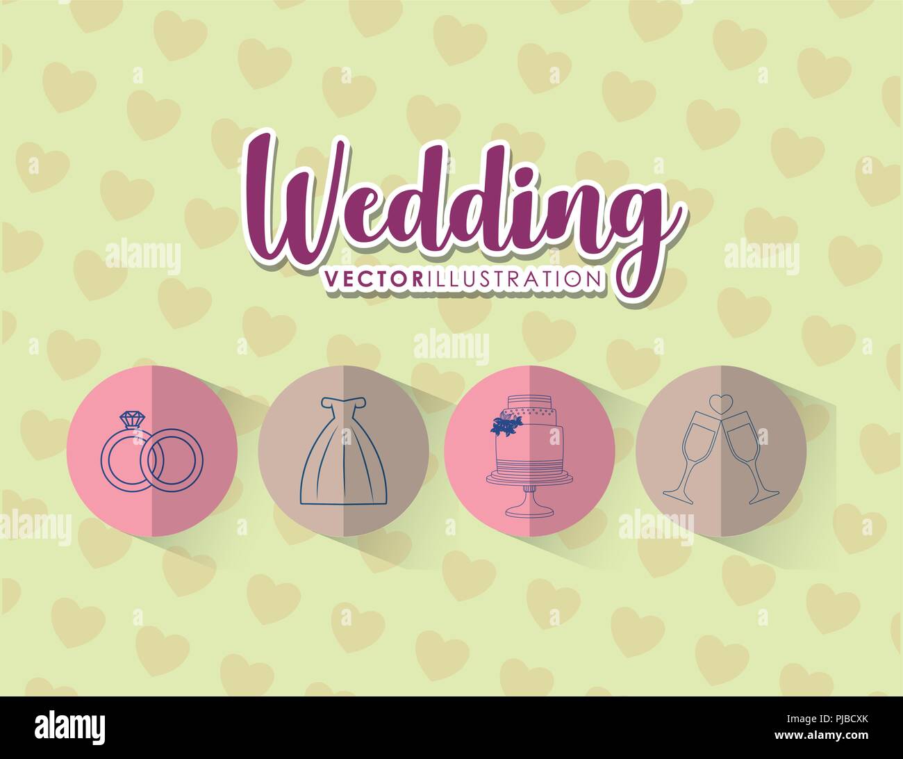 wedding celebration card with set icons vector illustration design ...