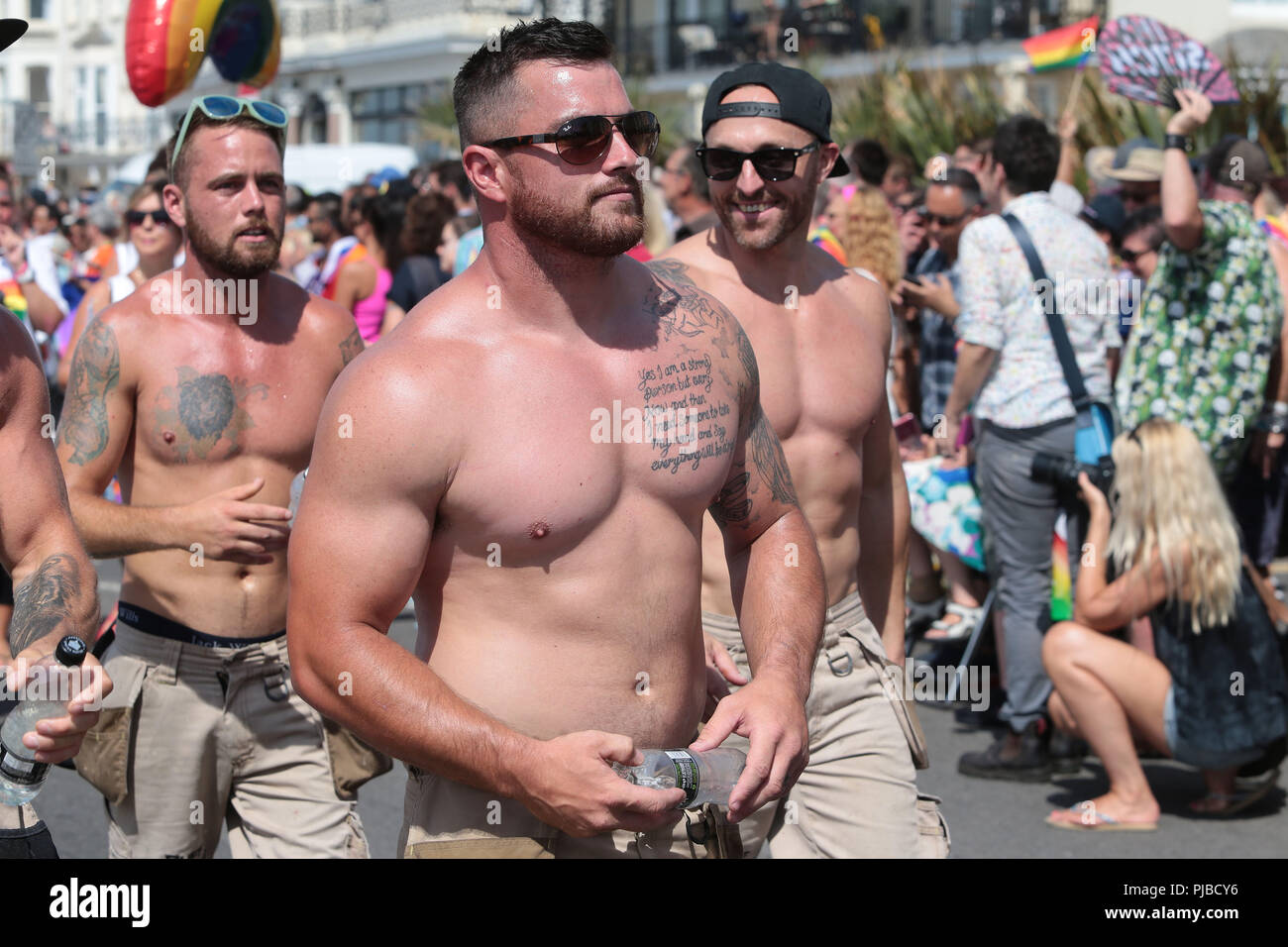 Brighton Pride 2018 Parade in the sun infront of thousands lining the ... Brighton Pride 2018 Parade in the sun infront of thousands lining the ...