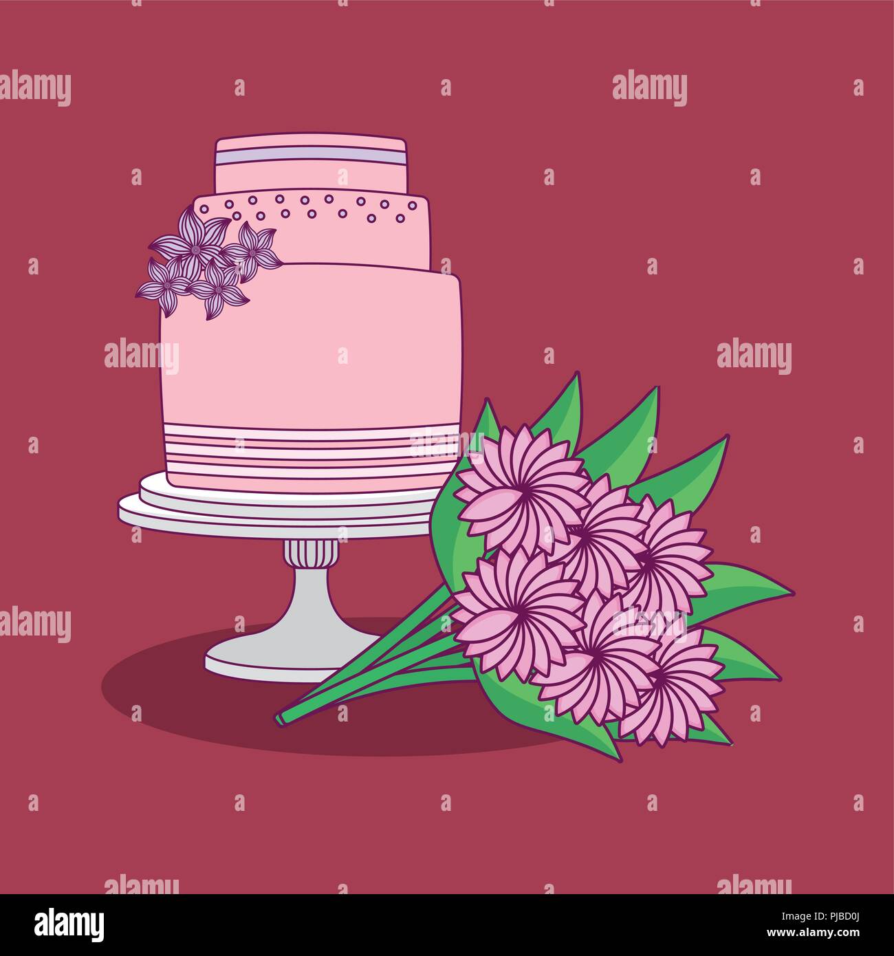 wedding celebration card with sweet cake vector illustration design ...