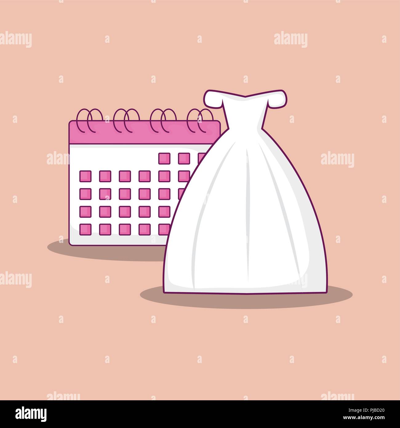 wedding celebration card with calendar vector illustration design Stock ...