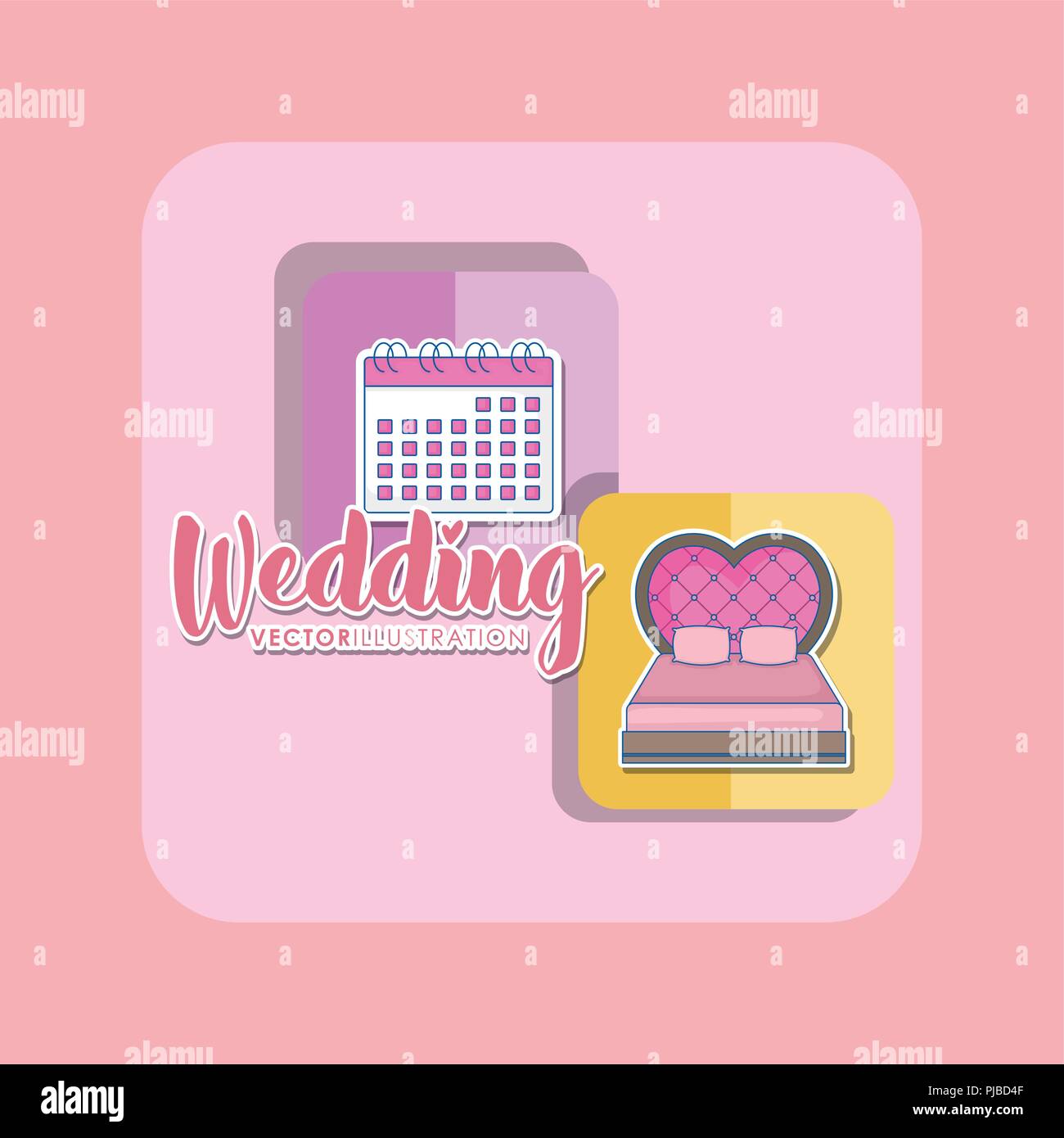 wedding celebration card with calendar vector illustration design Stock ...