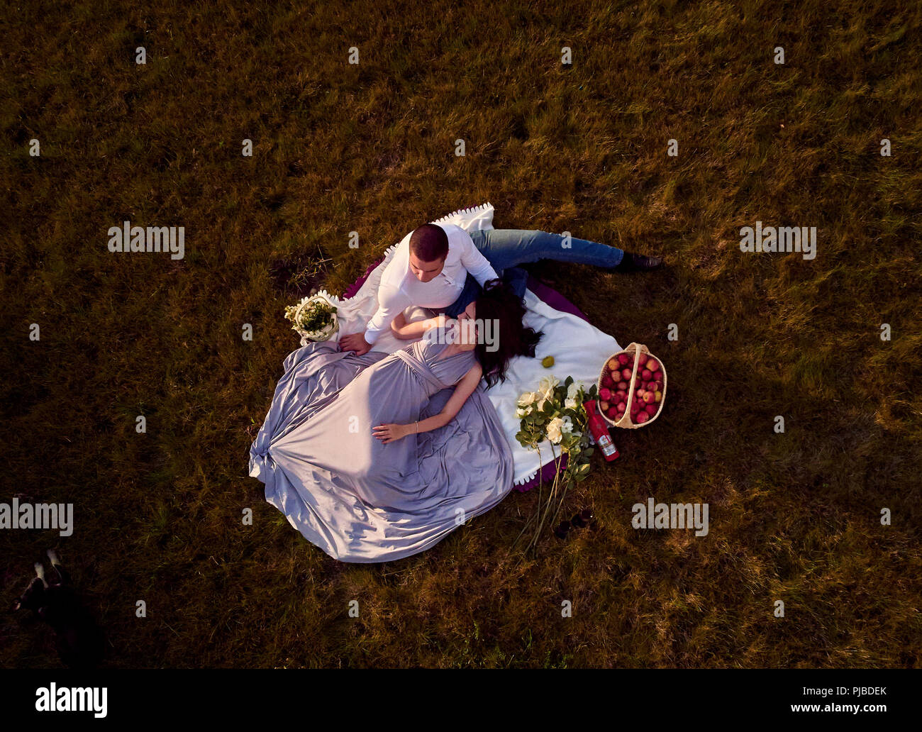 romantic couple in nature in summer Stock Photo - Alamy