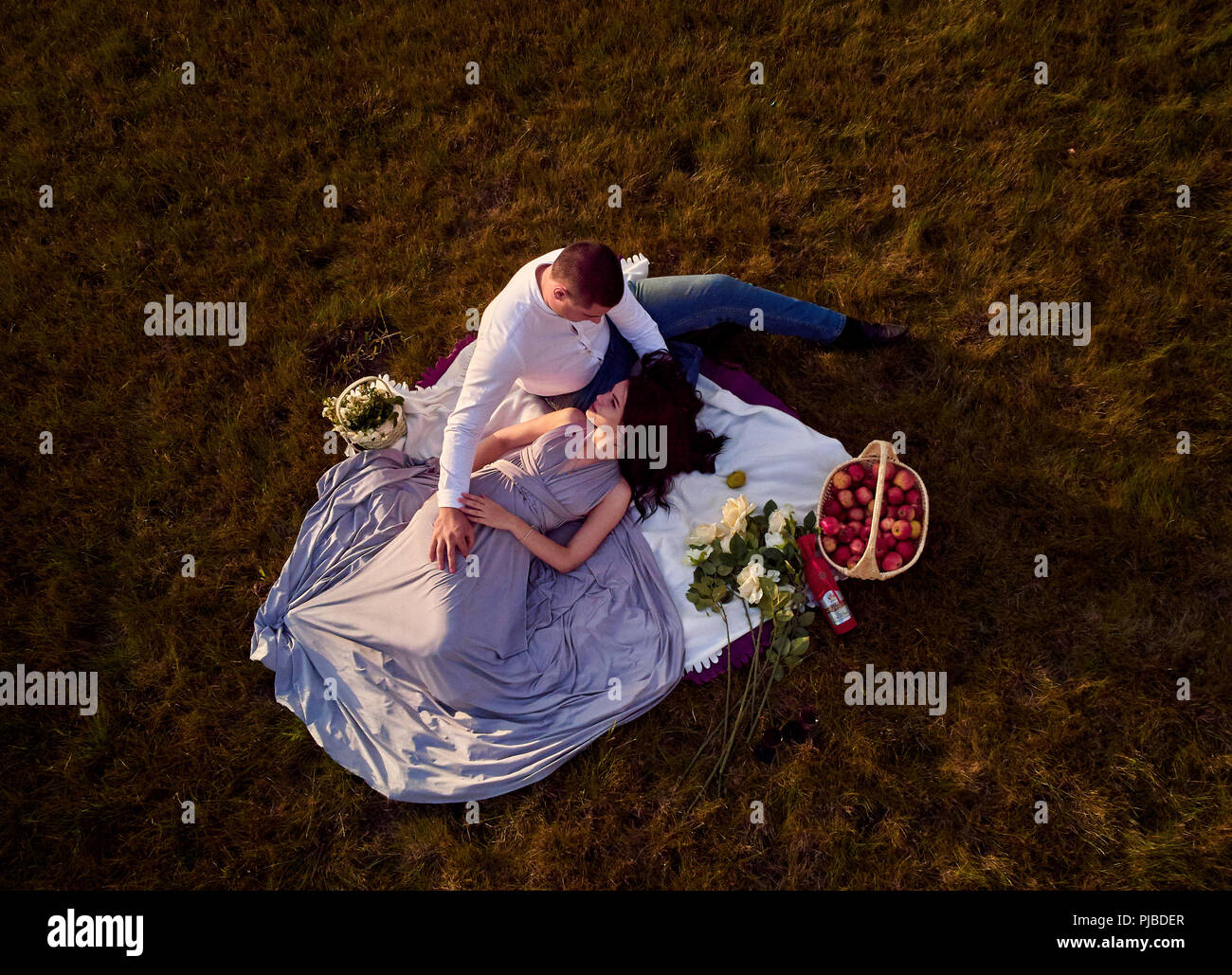 romantic couple in nature in summer Stock Photo - Alamy