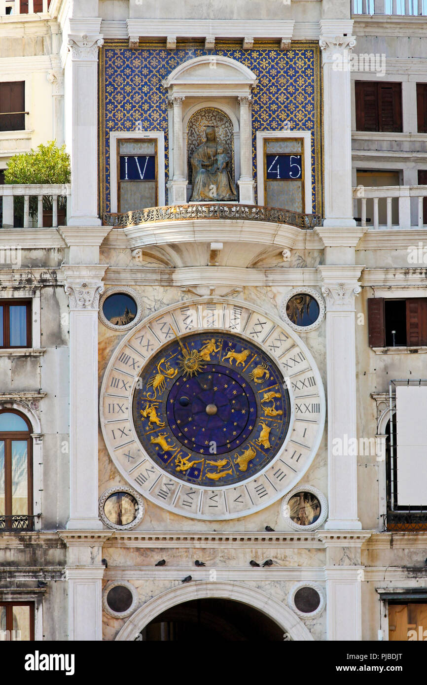 Clock tower at San Marco square in Venice Stock Photo - Alamy