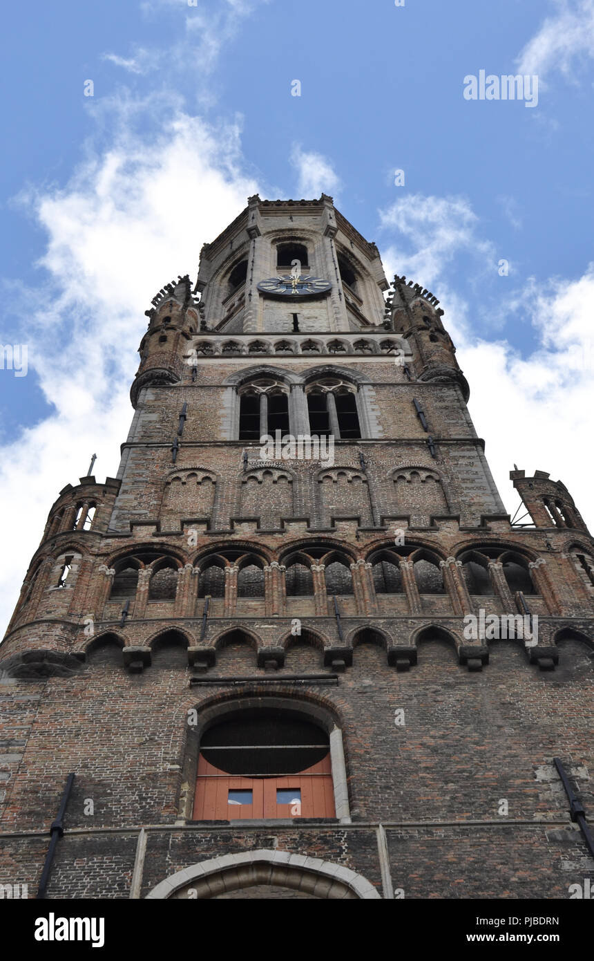 The Belfry medieval bell tower in Brugge, West Flanders Province of ...