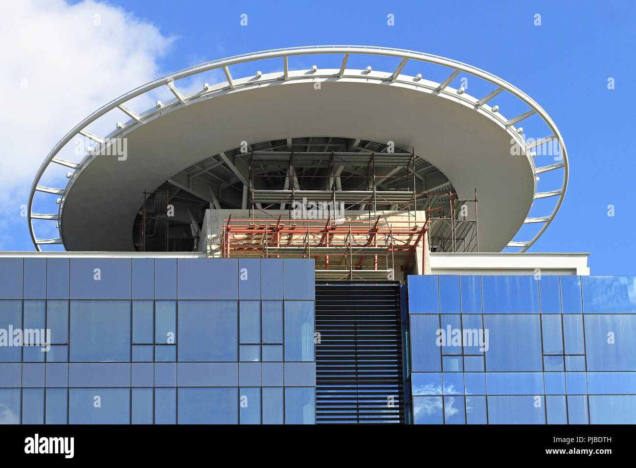 Heli pad construction at top of office building Stock Photo - Alamy