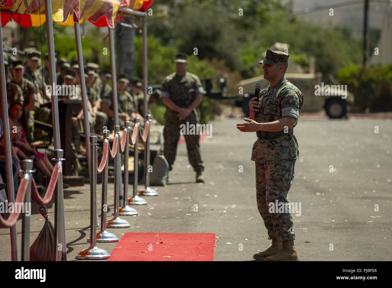 U.S. Marine Corps Col. Ricardo Miagany, incoming commanding officer with 11th Marine Regiment ...