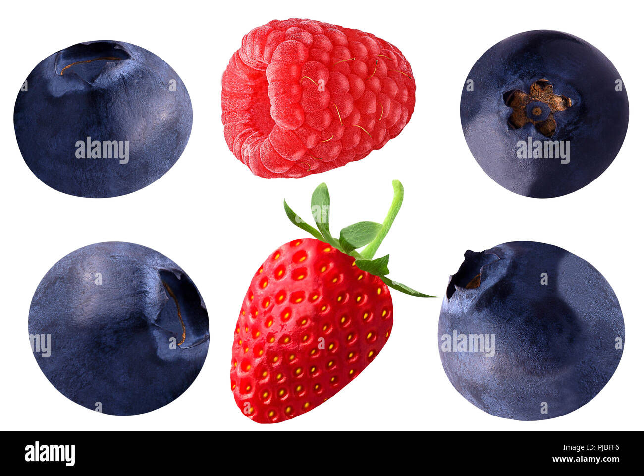 collection of berries ( strawberry, raspberry, blueberry) isolated on ...
