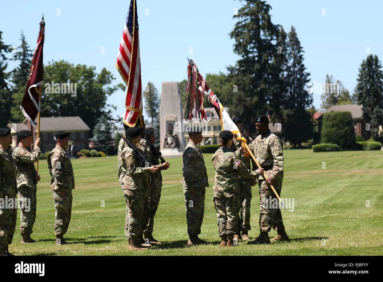 Brig. Gen, James S. Moore, commander, 593rd Expeditionary Sustainment Command, passes the unit ...