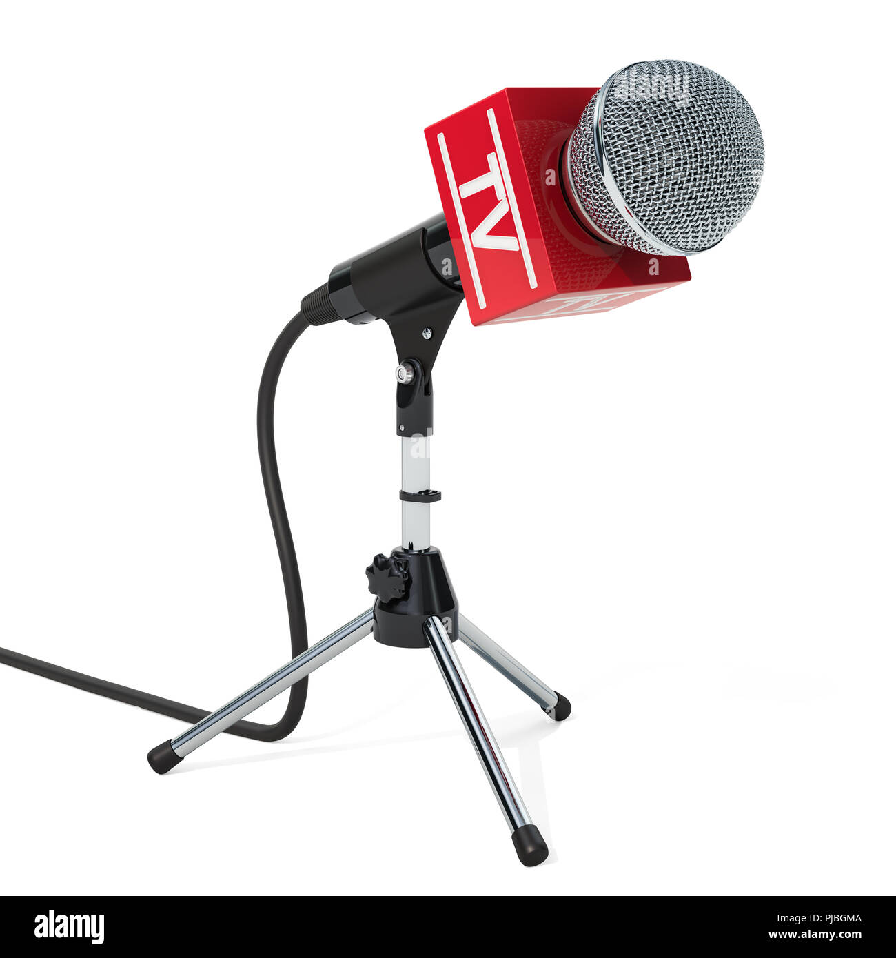 Microphone TV on the stand, 3D rendering isolated on white background ...