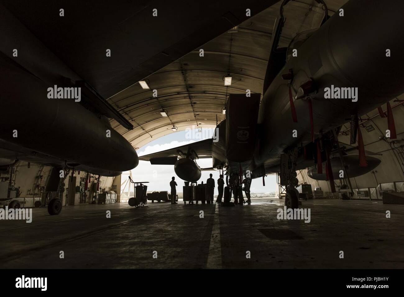Maintainers from the 18th Aircraft Maintenance Squadron store F-15C ...