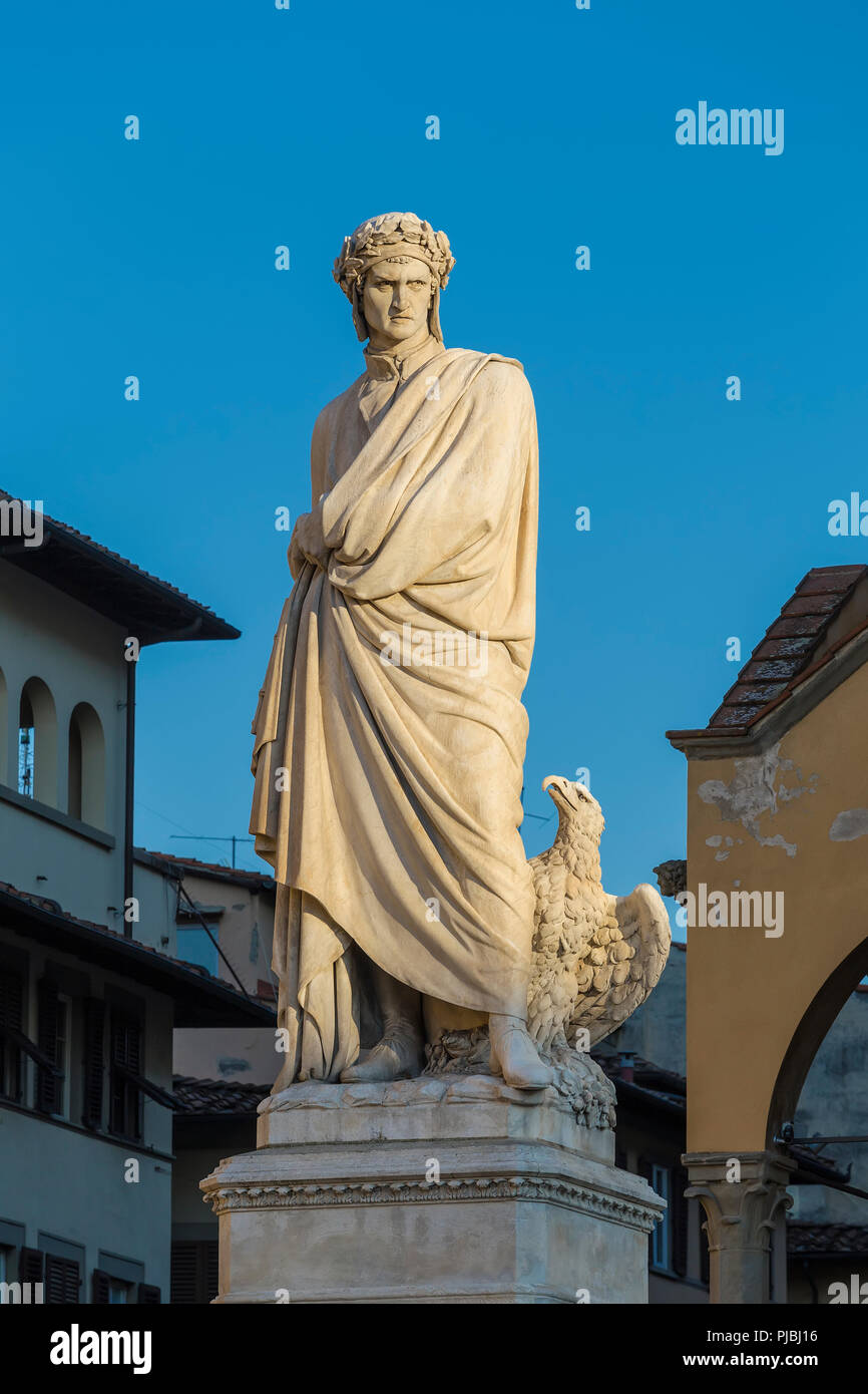 Statue of Dante Alighieri near the Basilica of Santa - Croce in ...