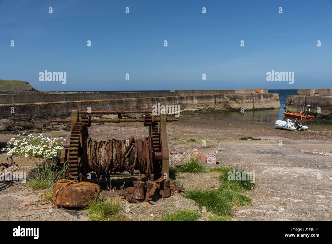 The harbour in the village of Pennan, Aberdeenshire, Scotland, UK Stock ...