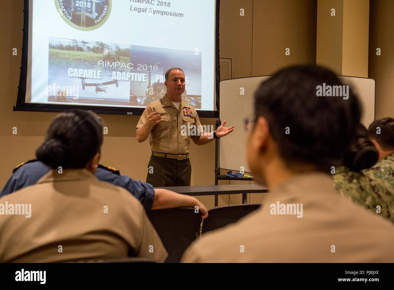 PEARL HARBOR (July 6, 2018) U.S. Marine Corps Col. Thomas McCann, staff ...