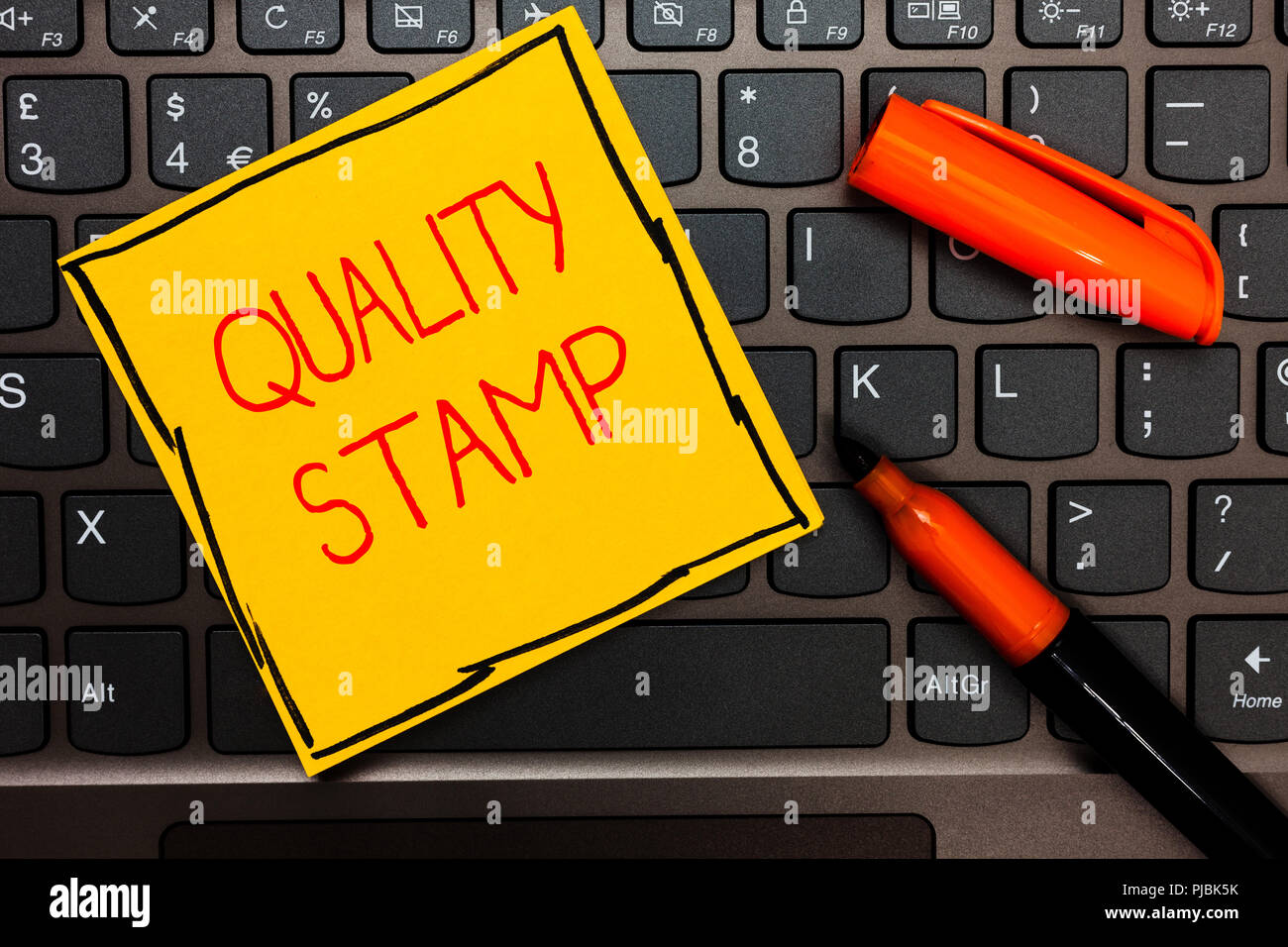 Writing note showing Quality Stamp. Business photo showcasing Seal of ...
