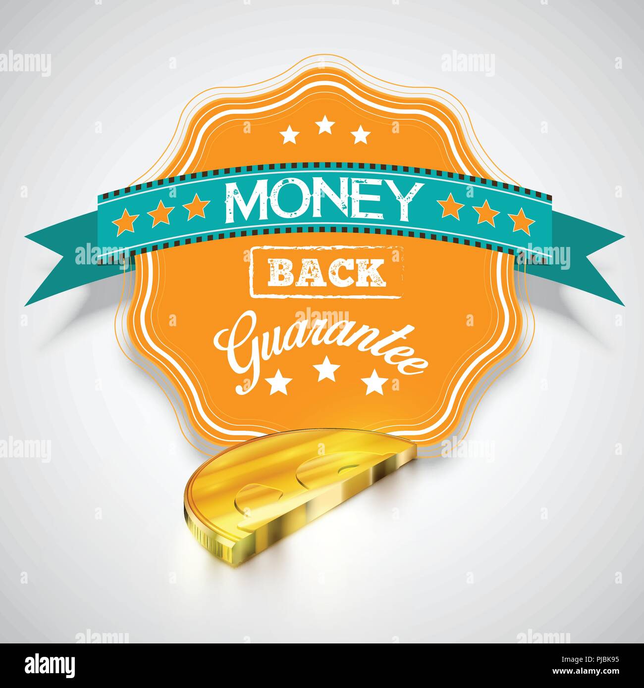 'Money back guarantee' sticker with realistic coins, vector Stock ...