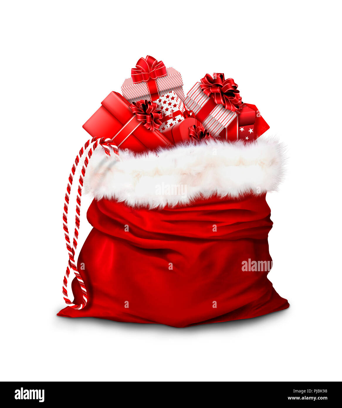 Christmas gifts: in a large red bag are gifts from Santa Claus ...
