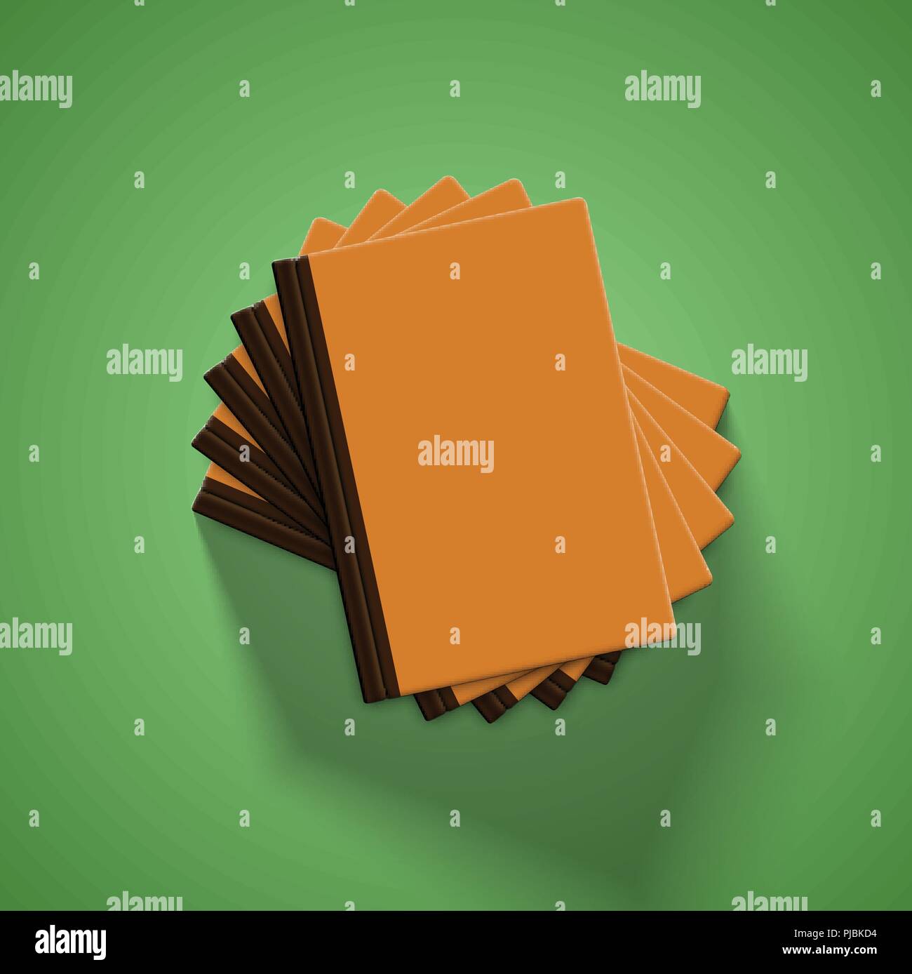 Realistic colorful books with green background and shadow, vector ...