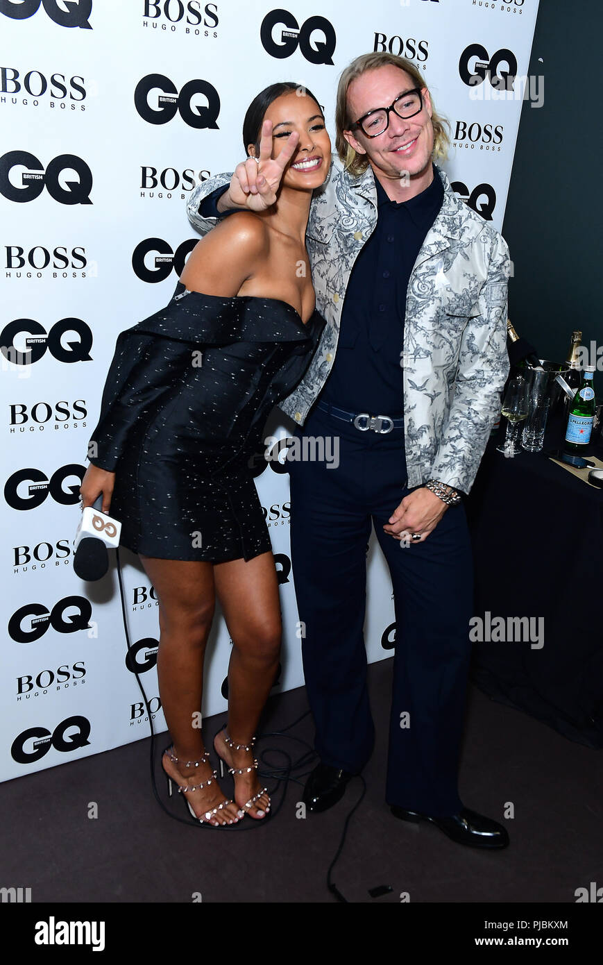 Maya Jama (left) and Diplo in the press room at the GQ Men of the Year ...