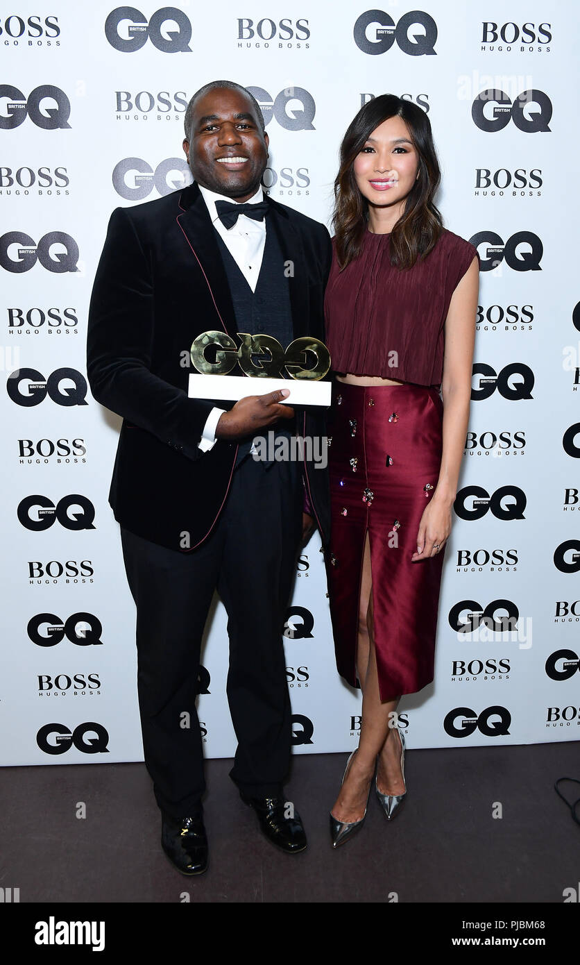 David Lammy in the press room with his Politician Award alongside Gemma ...
