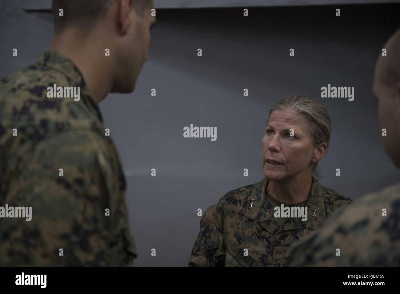 CARIBBEAN SEA (July 10, 2018) Major General Helen G. Pratt speaks to ...