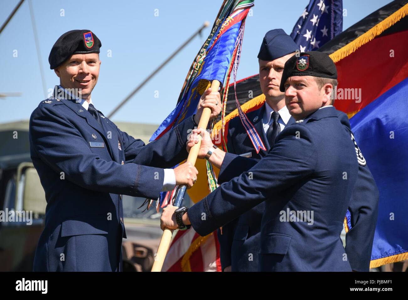 U.S. Air Force Lt. Col. Michael Hayek, right, assumes command of 2d Air ...