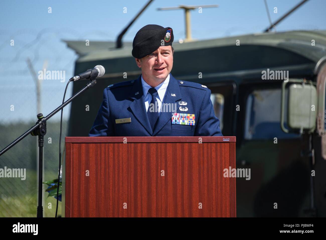 U.S. Air Force Lt. Col. Michael Hayes, incoming commander of 2d Air ...