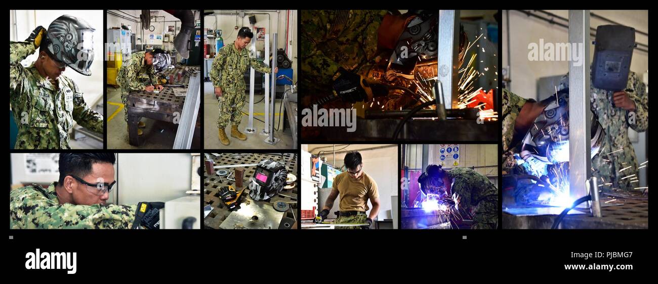 Steelworker 2nd Class Albert Tejada fabricates a sign post out of raw ...