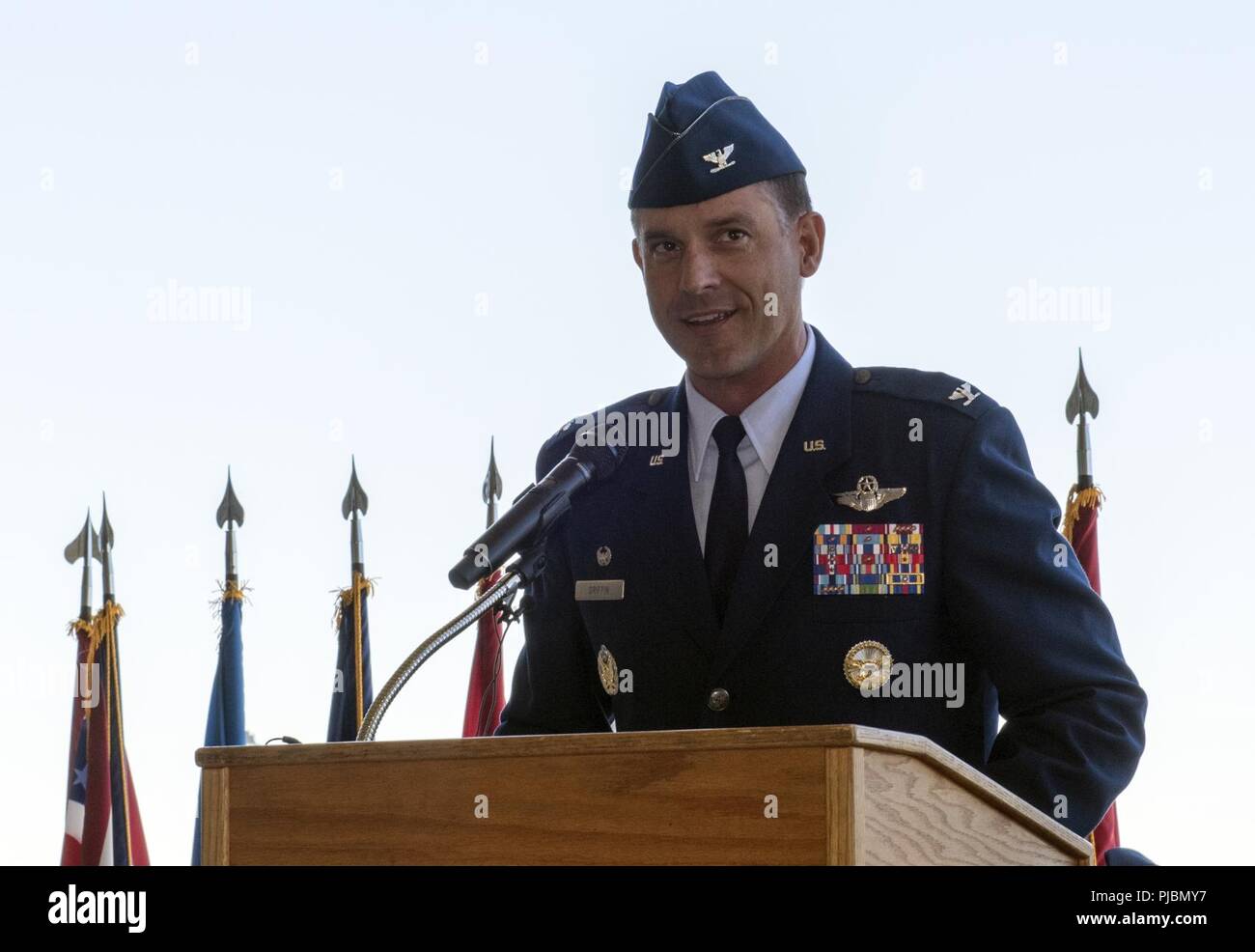 U.S. Air Force Col. Ethan Griffin delivers his first speech as ...