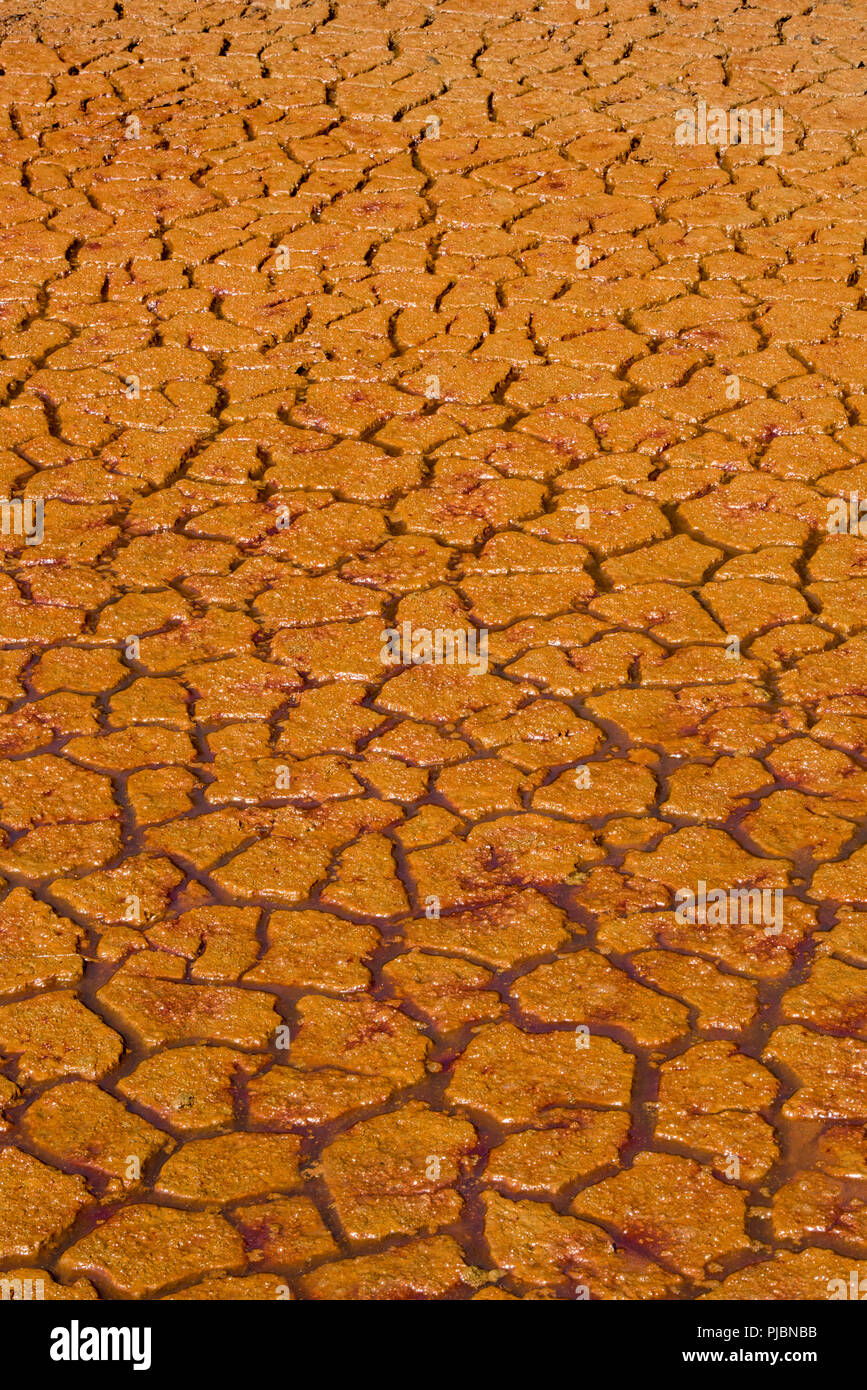 patterns on the mud at the bottom of a dried up river bed during a ...