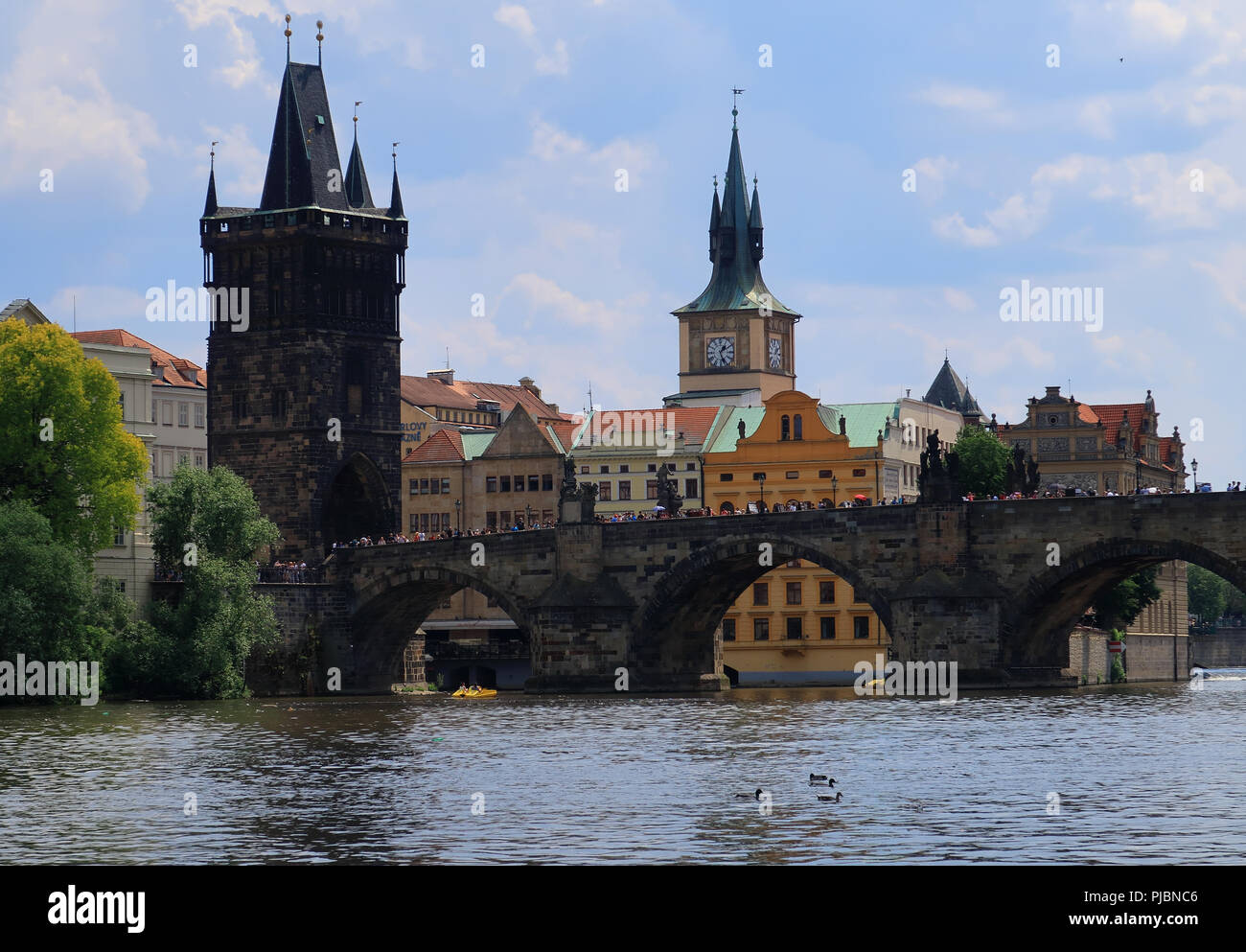 Charles Bridge on the Vltava river in Prague Stock Photo - Alamy