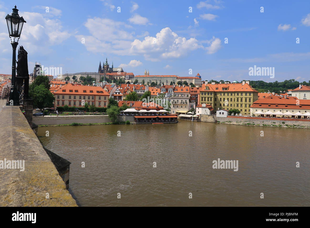 view of Prague from the Vltava River Stock Photo - Alamy