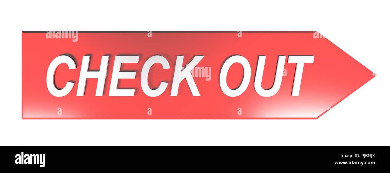 CHECK OUT on red arrow - 3D rendering Stock Photo - Alamy