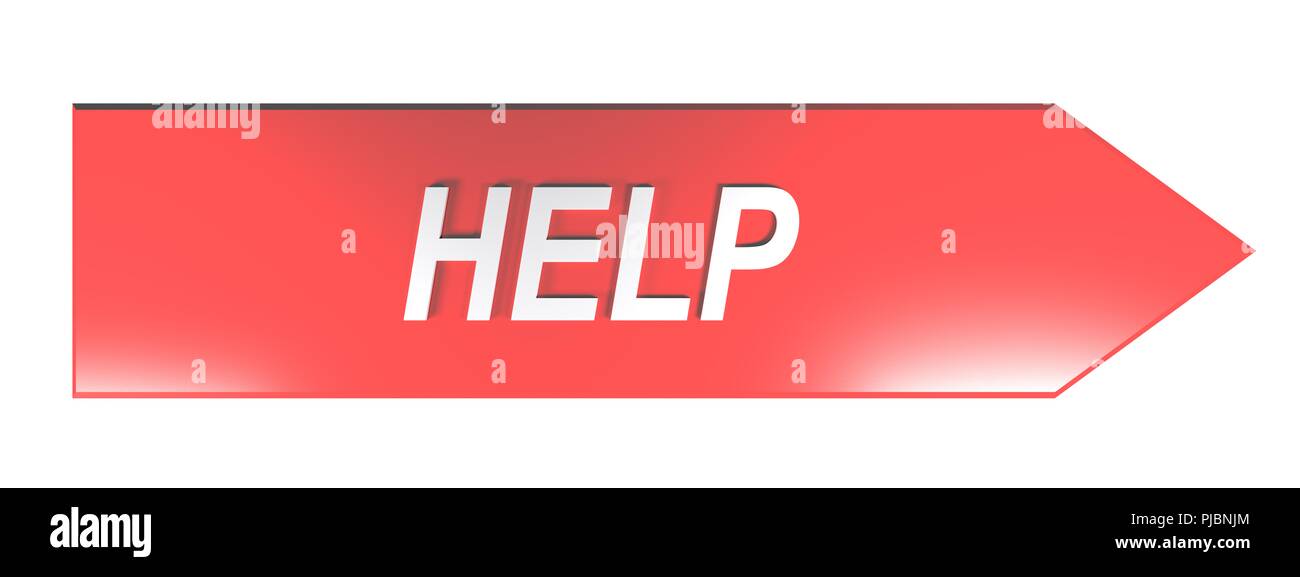 HELP on red arrow - 3D rendering Stock Photo - Alamy