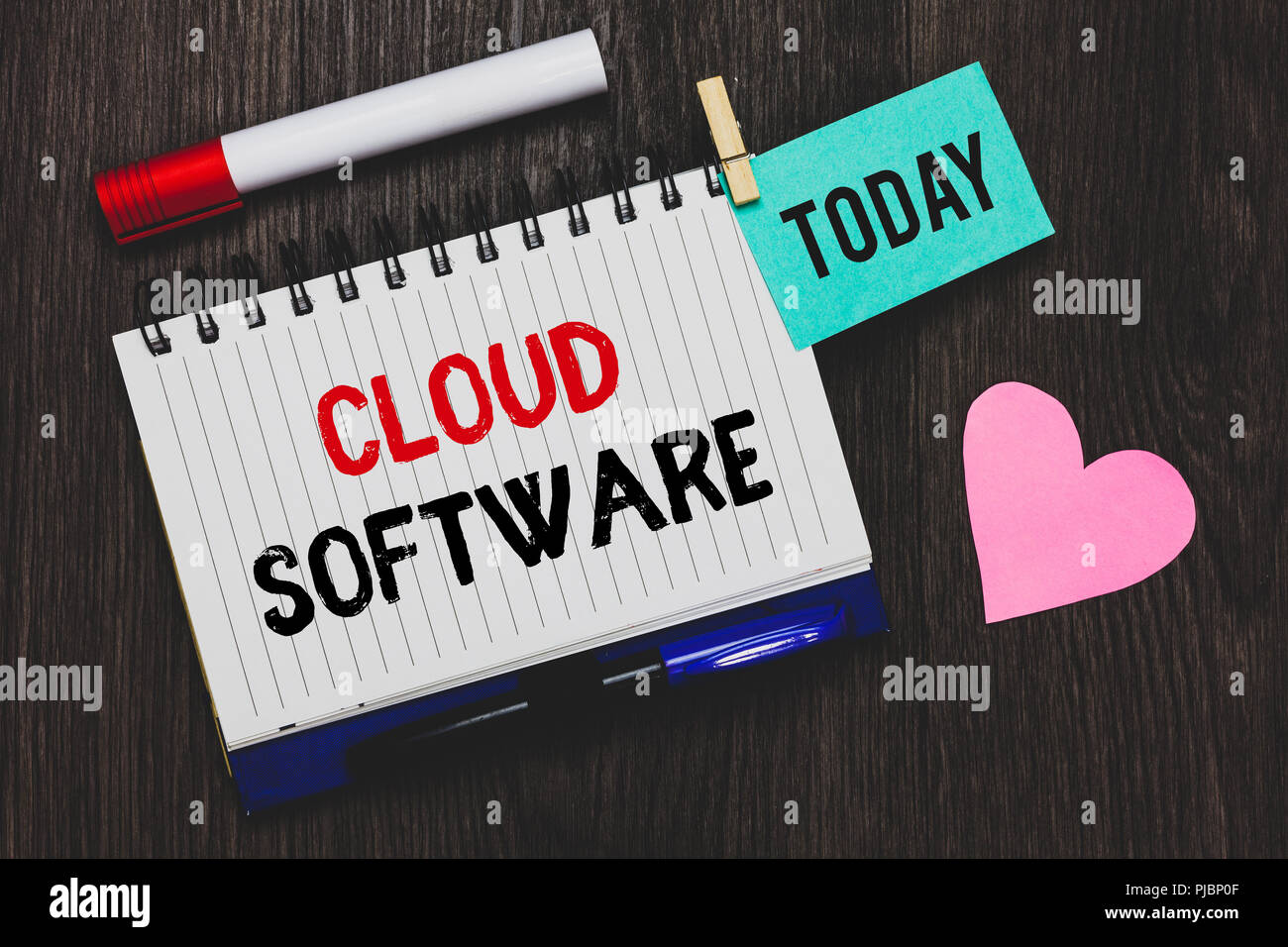 Writing note showing Cloud Software. Business photo showcasing Programs used in Storing ...