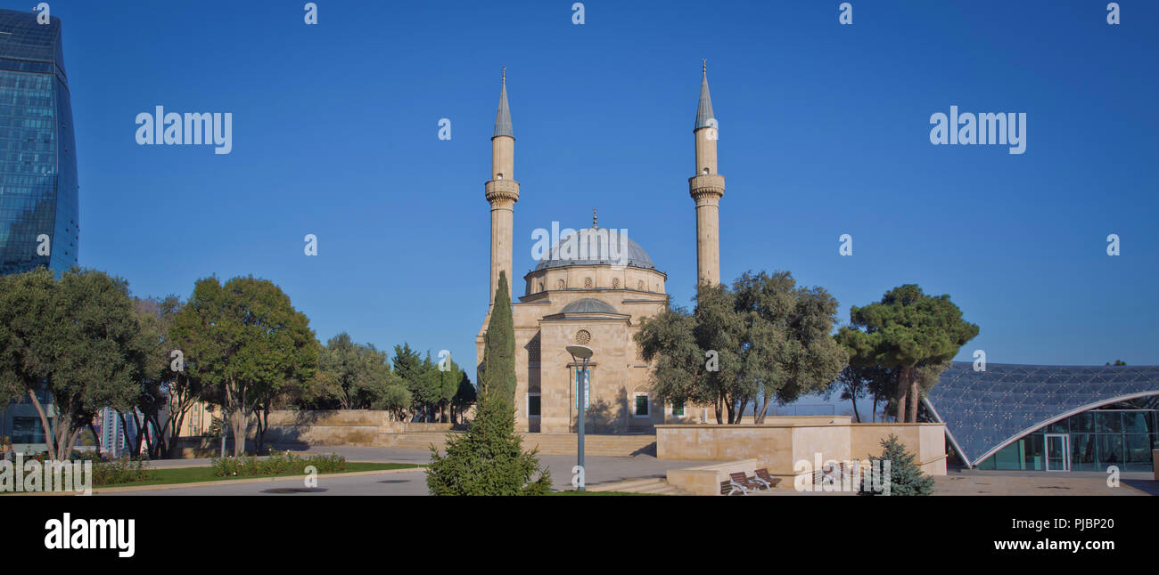 City view of the capital of Azerbaijan - Baku. Famous Flame Towers ...