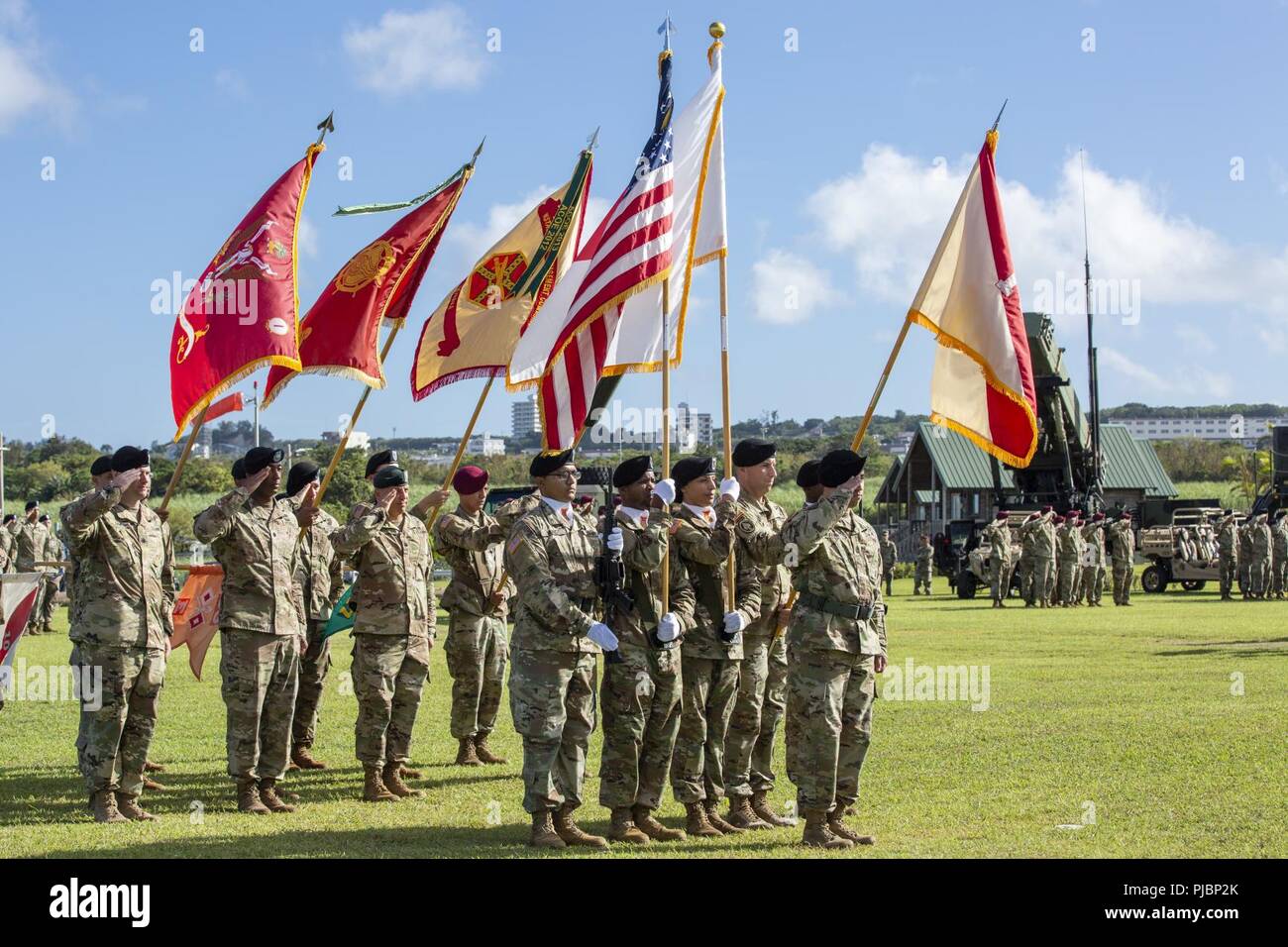 TORII STATION, OKINAWA, Japan – Soldiers present the colors during the ...