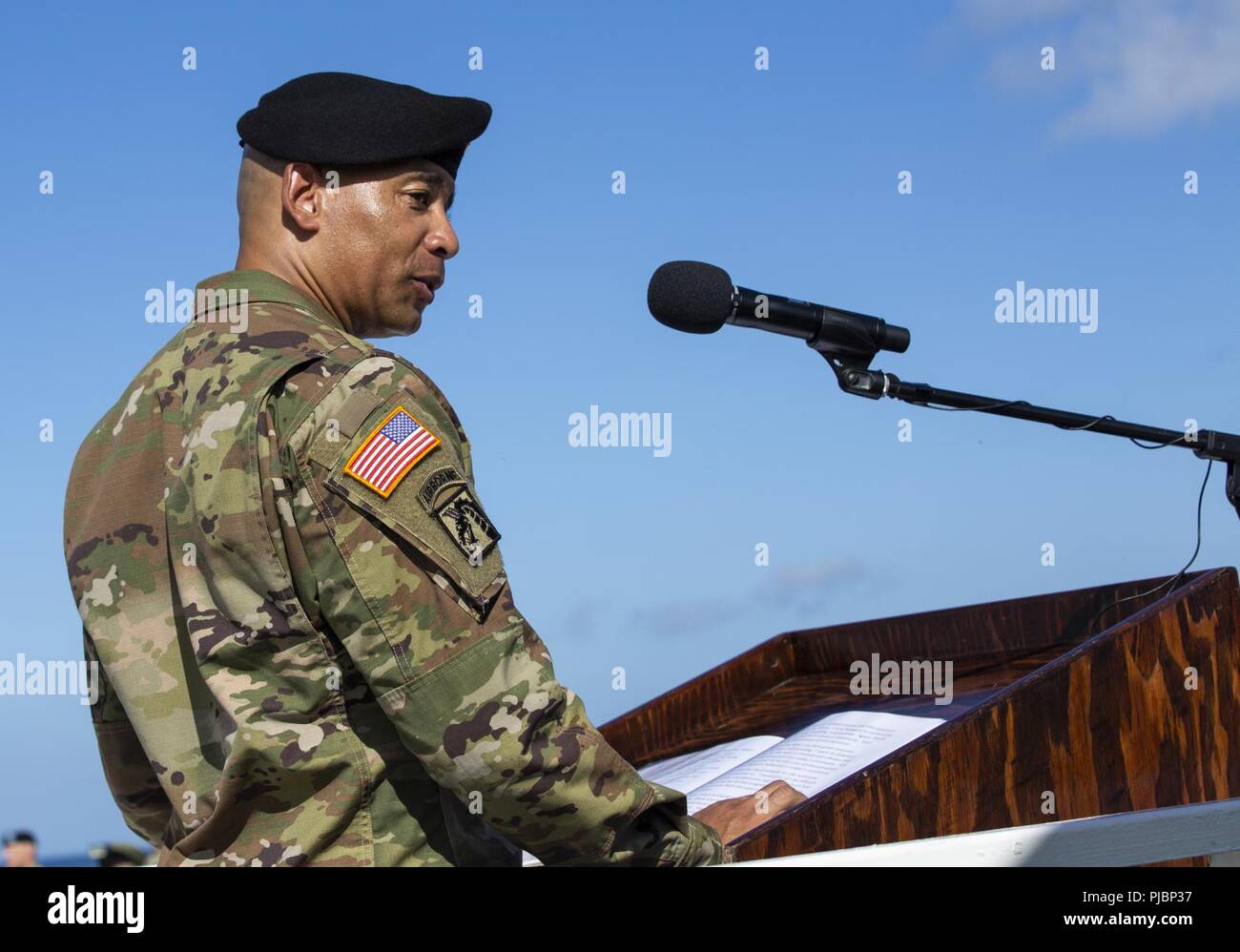 TORII STATION, OKINAWA, Japan – Col. Theodore O. White speaks during ...