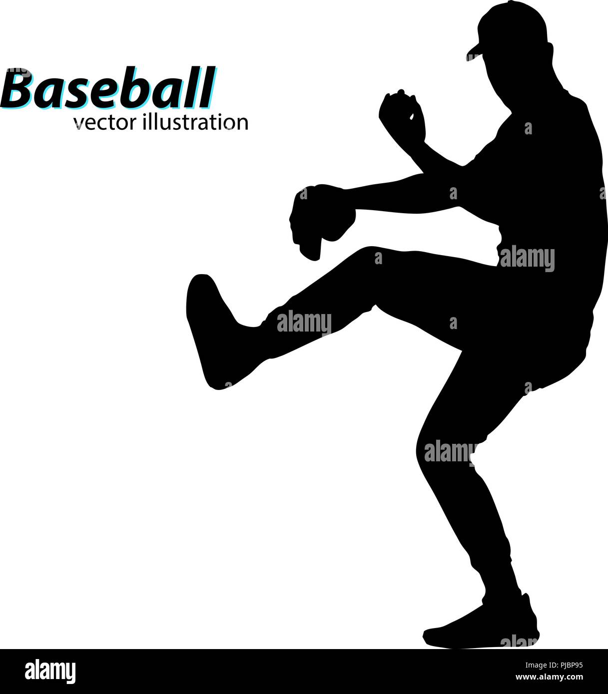 silhouette of a baseball player. Text on a separate layer, color can be ...