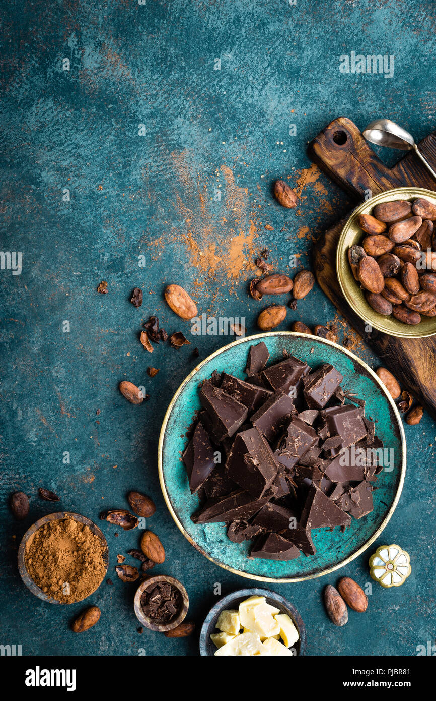 Chocolate. Dark bitter chocolate chunks, cacao butter, cocoa powder and ...