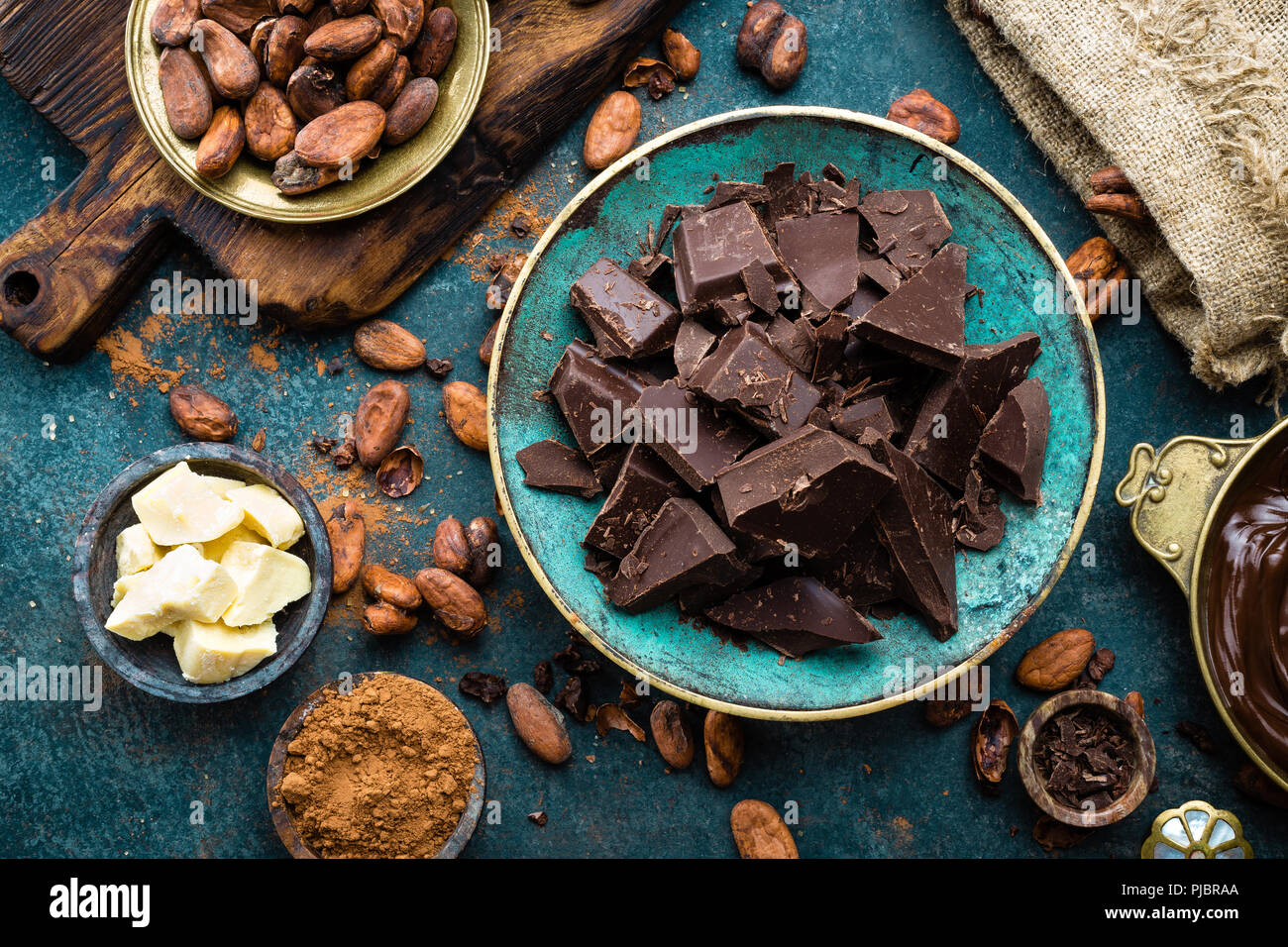 Chocolate. Dark bitter chocolate chunks, cacao butter, cocoa powder and ...