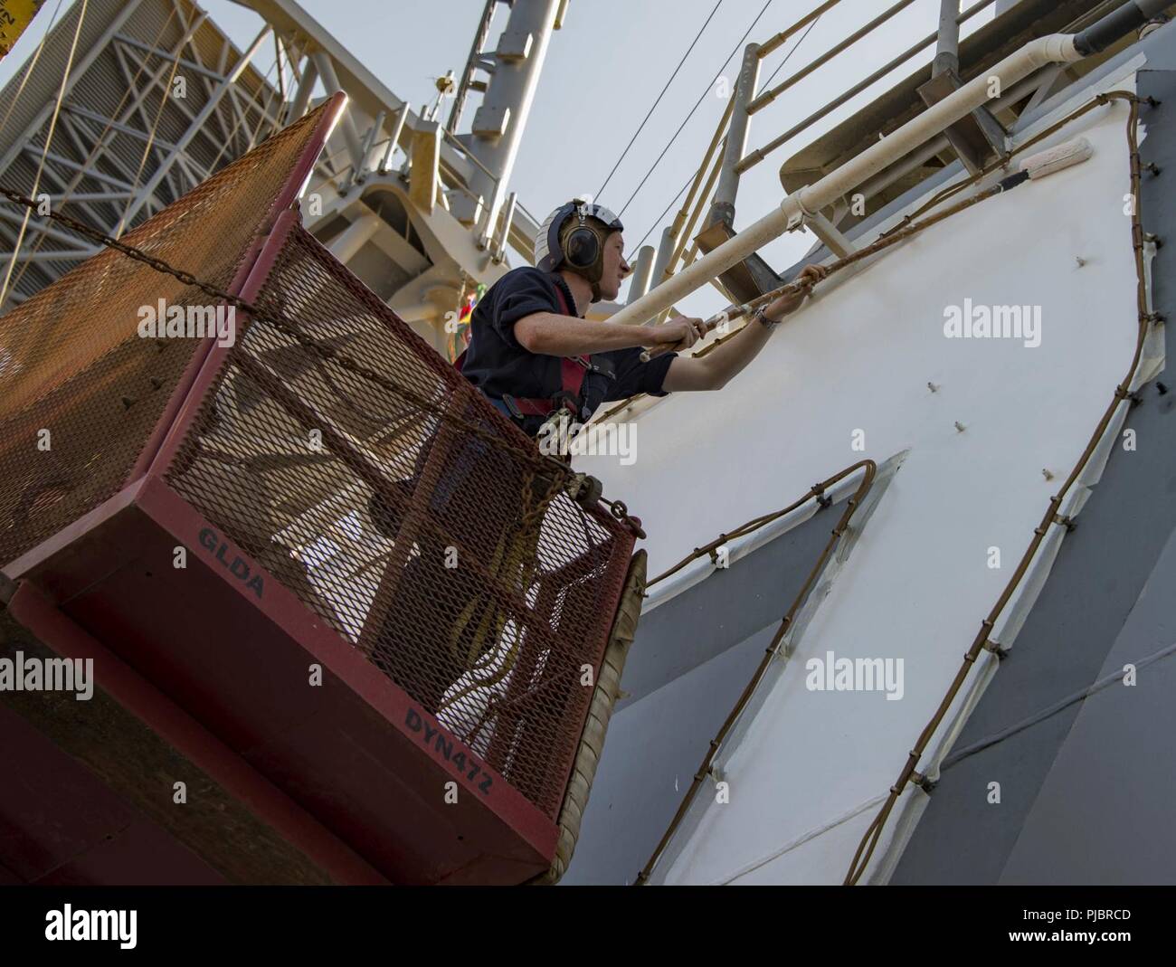 Jordan (July 8, 2018) Airman Levi Williams paints the number seven on ...