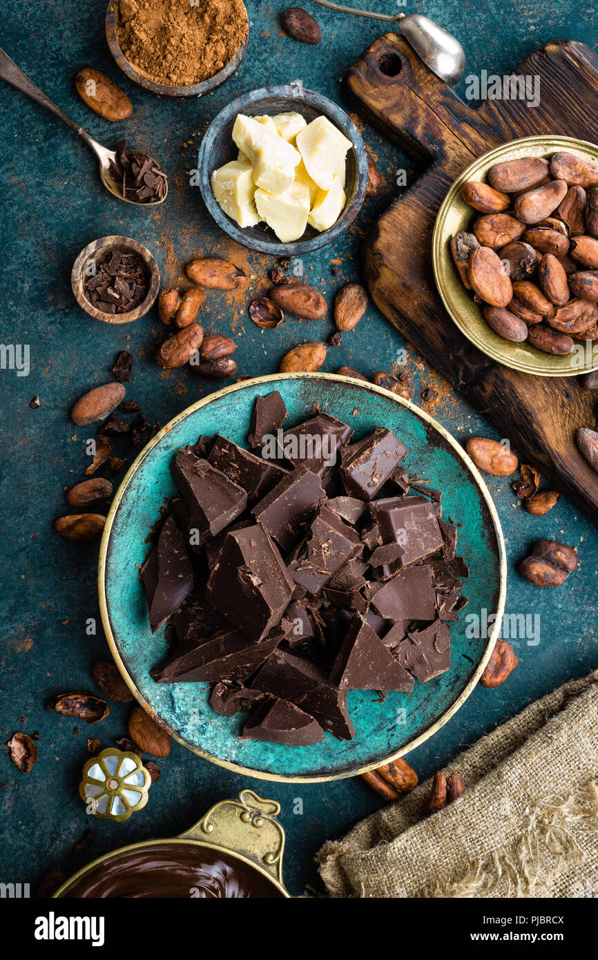 Chocolate. Dark bitter chocolate chunks, cacao butter, cocoa powder and ...