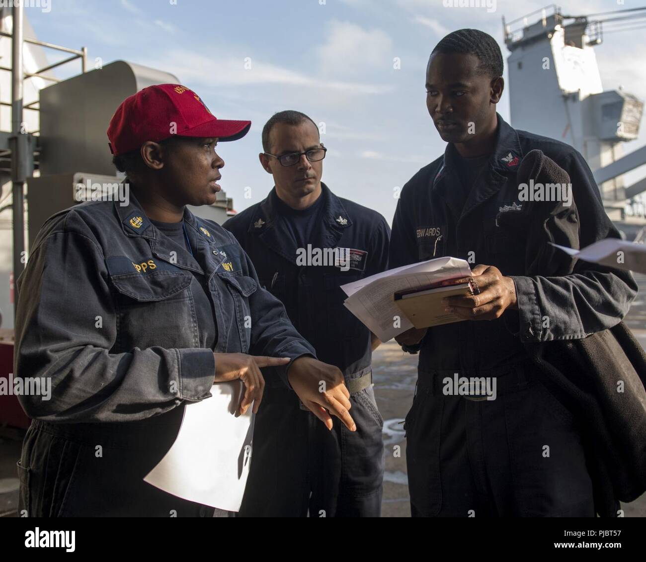 OCEAN (July 13, 2018) Chief Damage Controlman Tiffany Epps gives ...
