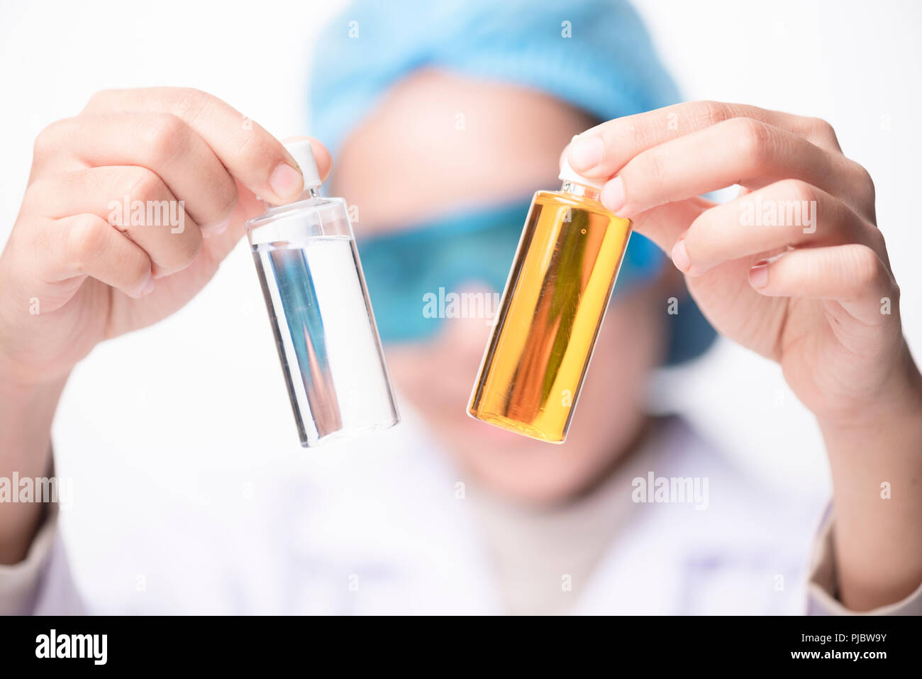Closeup Portrait of Food Researcher Examination Activity of Bio Plant ...