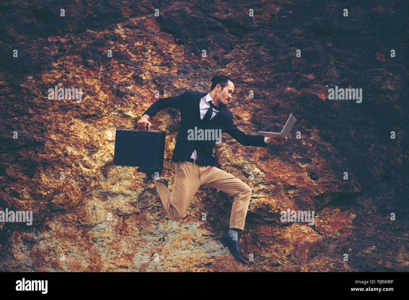 Cheerful Business Man Jumping and Shouting, Successful Corporate People ...