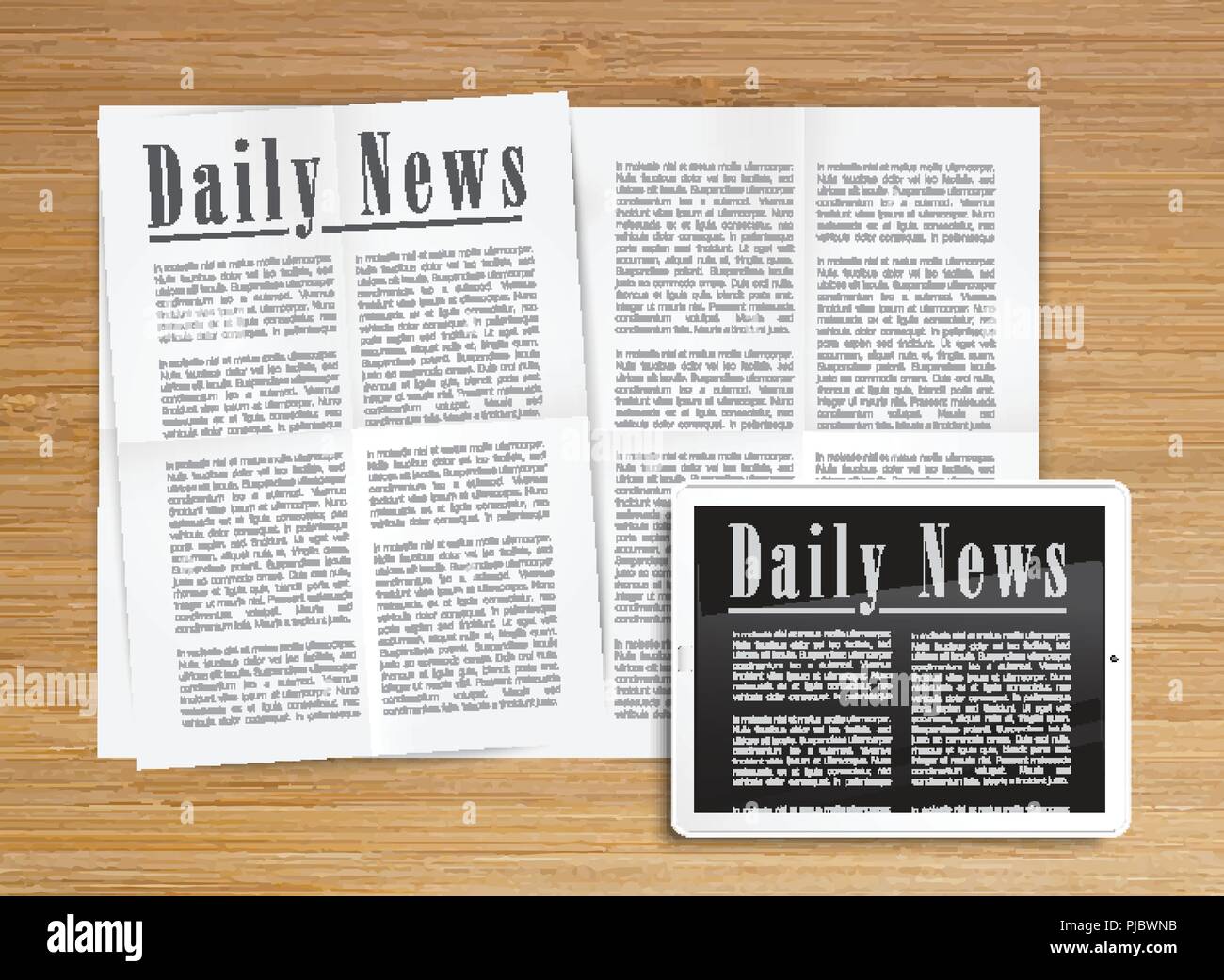 Realistic newspaper with a tablet, vector Stock Vector Image & Art - Alamy
